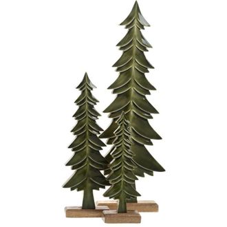 Amadeus Amadeus - Sapins d&eacute;coratifs en bois de manguier vert (Lot de 3)