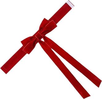 Generic Rote Samt-Schleifen Vorhangclips - Weihnachts-Raffhalter | Valentins-Fensterdekoration | 6er-Set Luxuri&ouml;se Samt-Schlaufenhalter, Edle Christbaum-Hochz