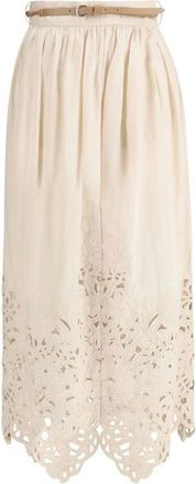 Zimmermann Femme, Jupes, Beige, Taille: 38 FR Jupe Midi Brod&eacute;e avec Ceinture