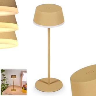 HOFSTEIN LED Tischleuchte Romdrup, dimmbare Tischlampe aus Metall/Kunststoff in Sand/Weiß, Tischleuchte m. Touchdimmer, USB-C, Akku, Leuchte Wohnzimmer, Schlaf