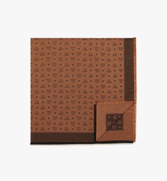 MCM Schal aus Woll-Seiden-Jacquard mit Monogramm MARS GOLD WOVEN