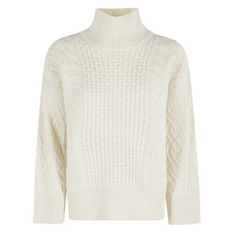 Ermanno Scervino Femme, Pulls, Blanc, Taille: 38 FR Pull &agrave; col haut avec franges