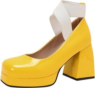 Generic Chaussures d&eacute;contract&eacute;es pour invit&eacute;es de mariage 2026 &agrave; talons &eacute;pais en cuir chaton l&eacute;ger entrevue formelle talon bloc sangle de cheville confortable