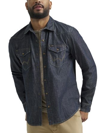Wrangler Iconic Denim Herren-Hemd, Normale Passform, Druckkn&ouml;pfe, Canyon Wash, XX-Large