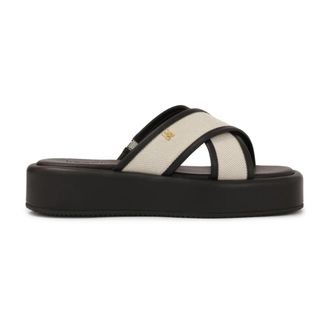 Kazar Leder-Zehentrenner auf einer dicken Sohle mit gekreuzten Riemen - - Shoes - Damen - Schwarzk - 35 EU