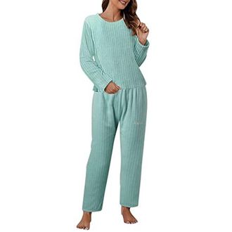 Generic Pijama Femme 2 Pi&egrave;ce - Pyjama Femme Chaud Et Doux - Ensembles De Pyjama Femme En Polaire - Avec Top &Agrave; Manches Longues Et Bas De Pyjama - Deux Pi&egrave;ces A