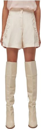 Blugirl Femme, Shorts, Beige, Taille: 38 FR Short Brod&eacute; de Fleurs