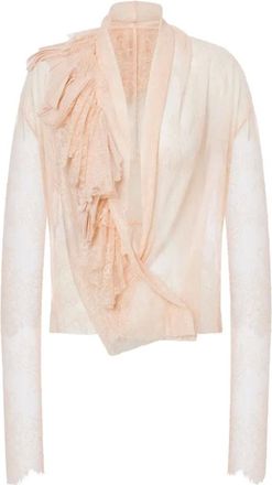 Alberta Ferretti Femme, Blouses et Chemises, Rose, Taille: 40 FR Chemisier en dentelle avec col &agrave; volants