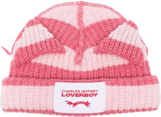 Charles Jeffrey Loverboy Chunky Ears Striped Beanie Hat