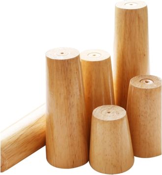 Generic 6er-Set M&ouml;belbeine aus Holz, 6-70 cm (2,36-27,56 Zoll) lang, Sofaf&uuml;&szlig;e, Bettbeine aus massivem Gummibaumholz(10cm-4 Angled Legs+2 Straight Legs)