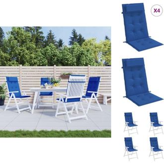 vidaXL Hochlehner-Auflagen 4 Stk. K&ouml;nigsblau Oxford-Gewebe - Hochlehner Auflagen - Gartenstuhlkissen - Outdoor Kissen - Sitzkissen - Wasserabweisende Kissen