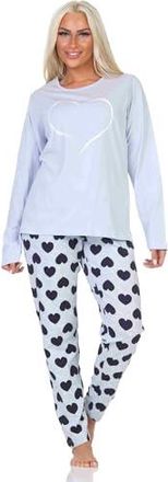 Normann Pyjama à manches longues pour femme Motif coeur à pois, bleu clair, 18-20
