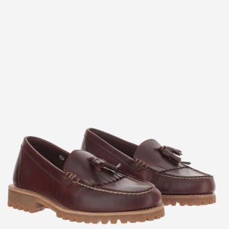 Timberland Mens Leather Loafers, Burgundy And Rubber