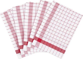 ROSS Exclusiv - 5 X Geschirrt&uuml;cher - Baumwolle - Leinen - im Set (Rot)