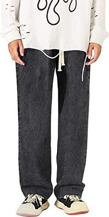 Generic Pantalon en jean pour homme avec &eacute;lastique - Coupe droite - Pantalon baggy - Confortable - R&eacute;sistant &agrave; labrasion - L&eacute;ger - Couleur unie - Pantalon cla