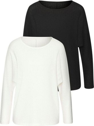 Vivance Langarmshirt in modischer Struktur-Optik (2er-Pack) aus pflegeleichter Strickqualität mit Viskose