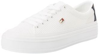 Tommy Hilfiger Damen Vulcanized Sneaker Monotype Schuhe, Weiß (White/Space Blue), 36