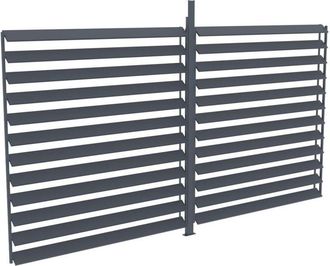 Vente-Unique Claustra brise soleil orientable en aluminium pour pergola bioclimatique anthracite - L3,68 x H2,2 m - BOLSENA