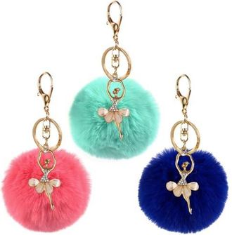 Generic Breloque en alliage pour sac fourre-tout danseuse de ballet : pompon en fourrure, porte-clés tendance, 3 pièces, accessoire pendentif portable long, M