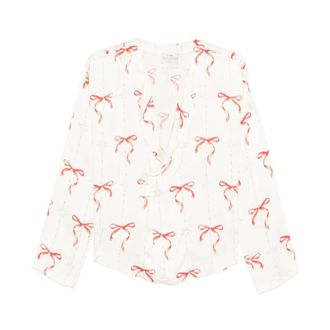 Forte_Forte Femme, Blouses et Chemises, Multicolore, Taille: 40 FR Bow Print Tassel Detail V-neck Blouse