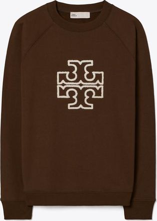 Tory Burch Rundhalstop aus Merinofrottee mit Raglan&auml;rmeln und Logo