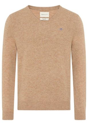 GANT V-Ausschnitt-Pullover EXTRAFINE LAMBSWOOL V-NECK mit Logostickerei