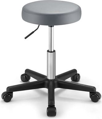 Songmics Tabouret de Bar à Roulettes, Chaise Réglable en Hauteur, Siège Pivotant, Surface en PU, Tabouret de Travail, Salon dEsthétique, Salon de Coiffure, Bur