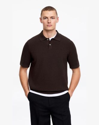 Arket Gestricktes Poloshirt Aus Baumwolle -Braun