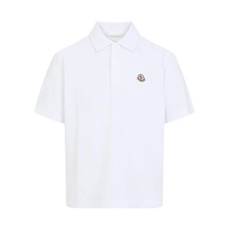Moncler Logo Baumwoll-Polohemd - - Tops - Herren - Wei&szlig; - L