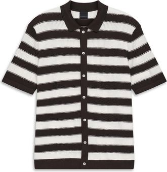 Bugatti Herren Strickpolo Regular Fit mit Blockstreifen