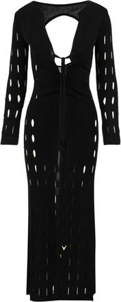 Akep Femme, Robes, Noir, Taille: 38 FR Long Cut Design Dress
