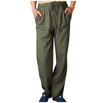 Generic SDGR Pantalon Lin Homme - Pantalon dint&eacute;rieur Homme &Eacute;t&eacute; L&eacute;ger Respirant Taille &Eacute;lastique Ample Pantalon de Yoga Plage avec Poches Cordon de Serrage
