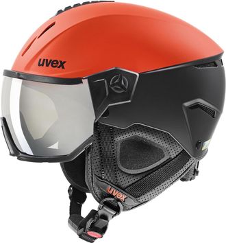 Uvex instinct visor - Skihelm für Damen und Herren - mit Visier - individuelle Größenanpassung - fierce red - black matt - 60-62 cm