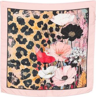 D'Aniello Floral Leopard-print Scarf