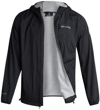 Spyder Herren-Regenjacke, wasserabweisend, mit Kapuze, Windbreaker, leichter Regenmantel f&uuml;r Reisen und Golf (Gr&ouml;&szlig;e S-L), Schwarz, S