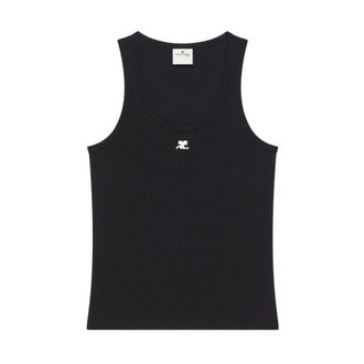 Courr&egrave;ges 90S Ripp-Top - - Tops - Damen - Schwarzk - XS