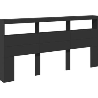 vidaXL LED-Kopfteil mit Ablagen Schwarz 200x17x102 cm Vidaxl