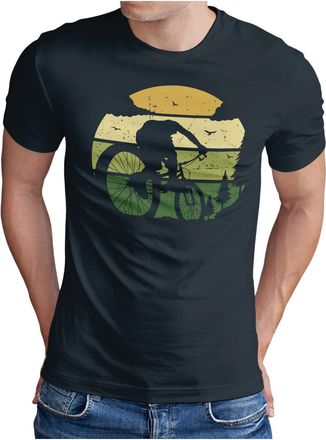 OM3 MTB Mountain Bike T-Shirt - Herren - Bicycle Off Road Wald Cycling - Navy, 3XL