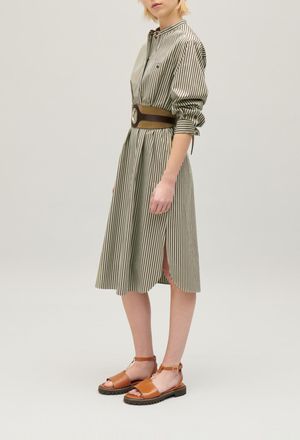 Claudie Pierlot Robe longue rayures verte