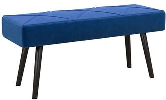 HOMCOM Sitzbank Polsterbank in Samtoptik, Bettbank mit X-Muster, Stahlbeine, Schuhbank f&uuml;r Schlafzimmer, Wohnzimmer, Flur, 100 x 36 x 45 cm, Blau