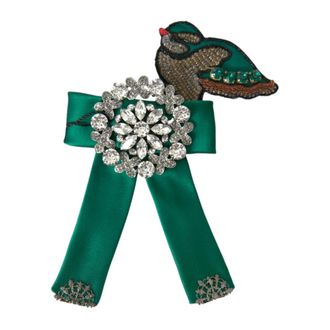 Dolce & Gabbana Kristall Satin Vogel Haarspange - - Accessories - Damen - Gr&uuml;n - ONE SIZE