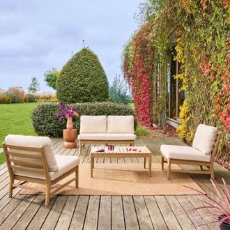 Sweeek Salon de jardin bois dacacia naturel 4 places - Lunari Naturel / Beige