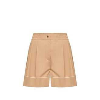 Moncler Short &eacute;lastique taille-haute en coton m&eacute;lang&eacute;