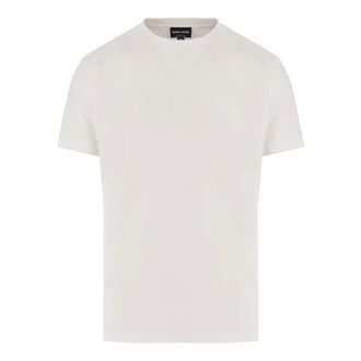 Giorgio Armani Homme, Tops, Blanc, Taille: XL T-shirt Signature Logo en pur coton interlock