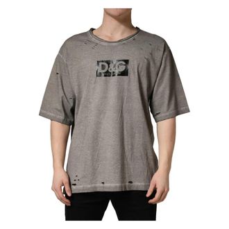 Dolce & Gabbana Kurz&auml;rmeliges T-Shirt mit Rundhalsausschnitt - - Tops - Herren - Grau - L