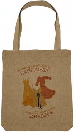 Fabulous Sac Shopping Tote Bag Aspect Lin - Dress - Money Cant Buy Happiness Fashion Sac de Courses Toile Epaisse 360g Beige Naturel Cabas Port&eacute; Epaule Solide 