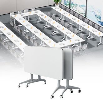 Generic Klapptisch, mobiler Klappkonferenztisch mit feststellbaren Rollen, 119 cm (47 Zoll), tragbarer B&uuml;ro- und Klassenzimmertisch, 2er-Pack, leicht zu verst