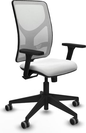 Piqueras y Crespo Schreibtischstuhl mit Armlehnen und hoher R&uuml;ckenlehne, wei&szlig;, h&ouml;henverstellbare Lendenwirbelst&uuml;tze, ausgestattet mit 3 Positionen und Schneideschaum, W