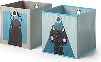 Vicco Bo&icirc;te pliante, gris/bleu, 30 x 30 cm Lot de 2