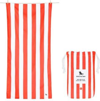 Dock & Bay Serviette de Plage - S&eacute;chage Rapide, sans Sable - Compacte, L&eacute;g&egrave;re - 100% Recycl&eacute;e - Contient Un Sac - Cabana - Waikiki Coral Red, Extra Large (200x90